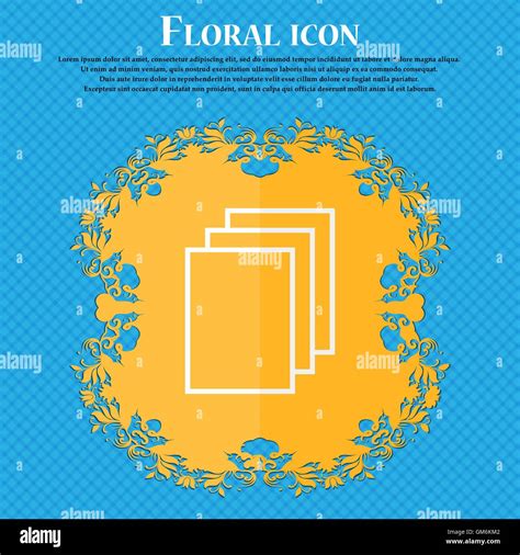 Copy File Sign Icon Duplicate Document Symbol Floral Flat Design On A