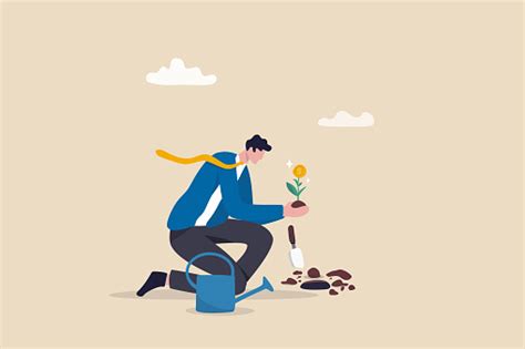 성장주에 투자 연금 기금 성장 퇴직 기금에서 저축 또는 이익 창출 부의 성장 또는 투자 자산 개념 번영을 위한 돈 묘목을 심는