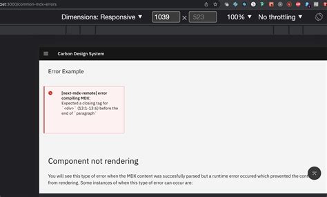 1123 Common Mdx Error Documentation Updates By Francinelucca · Pull Request 1383 · Carbon