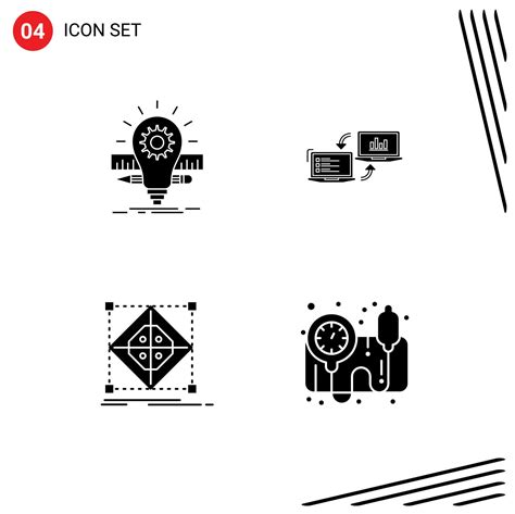 Stock Vector Icon Pack Of 4 Line Signs And Symbols For Deveopment Data Pencil Business