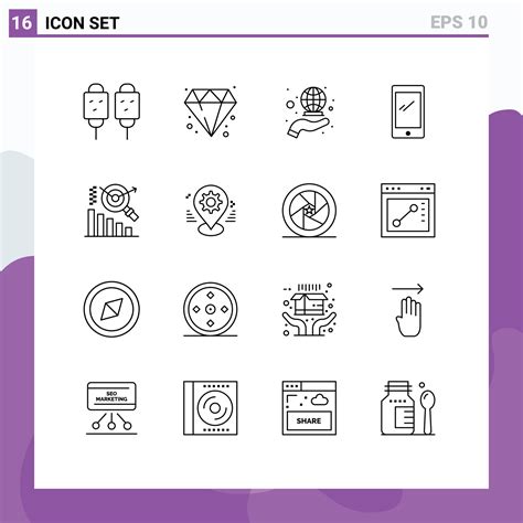 16 User Interface Outline Pack Of Modern Signs And Symbols Of Business Android Coverage Mobile