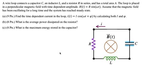 Solved A Wire Loop Connects A Capacitor C An Inductor L And A Resistor R In Series And Has A