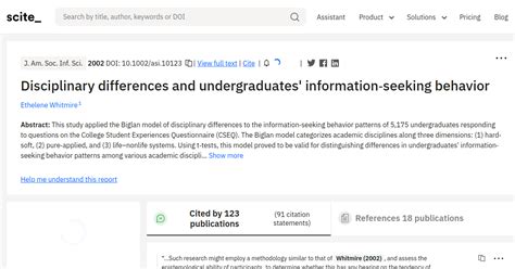 Disciplinary Differences And Undergraduates Information‐seeking Behavior