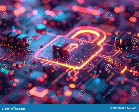 Cybersecurity Shield On Digital Circuit Board Royalty Free Illustration