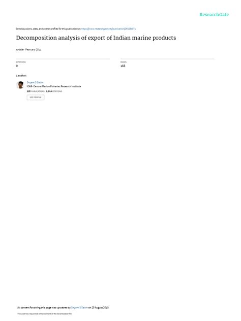 Decomposition Analysis Of Export Of Indian Marine Products 2011 Pdf Variance Covariance