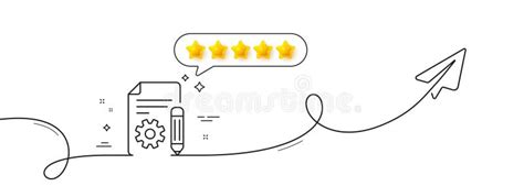 Documentation Line Icon Technical Instruction Sign Continuous Line With Plane Vector Stock