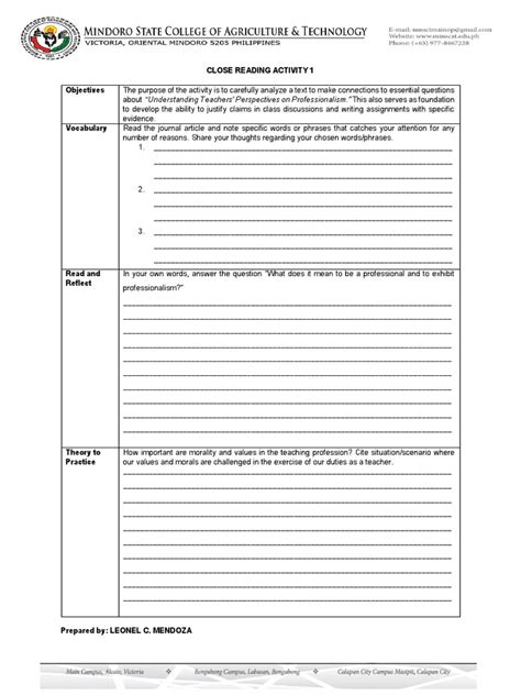 Close Reading Activity Template Pdf Morality Cognition
