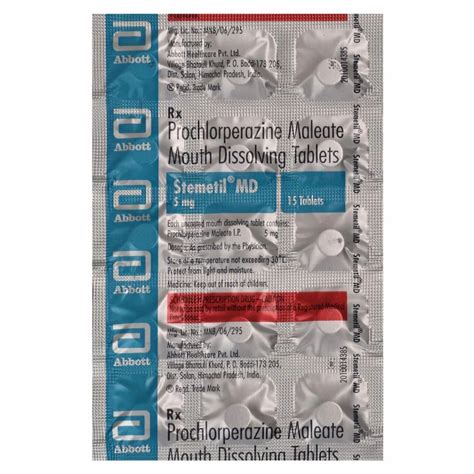 Prochlorperazine Maleate Stemetil Tablets 5mg 6x50 Prescription At Rs