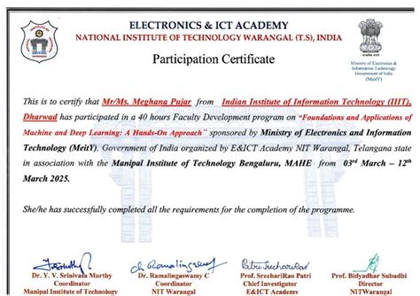 Fdp Machinelearning Deeplearning Nitwarangal Eictacademy Meghana Pujar