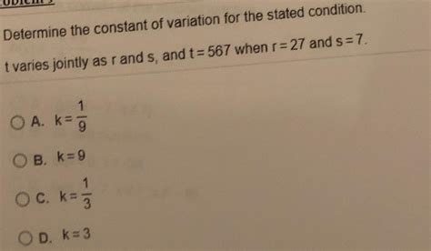 Solved Determine The Constant Of Variation For The Stated