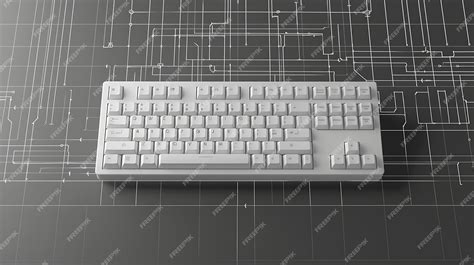Premium Photo A Render Of A White Keyboard On A Blueprint Background