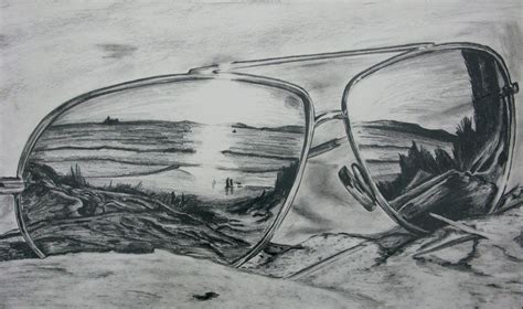 Sunglasses Reflection Drawing Reflection Drawing Drawing Sunglasses Landscape Pencil Drawings