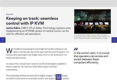 Keeping On Track Seamless Control With IP KVM Future Rail Issue May