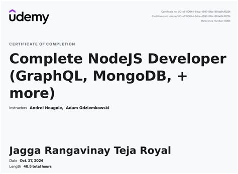 Vinay Jagga On Linkedin Nodejs Webdevelopment Certification