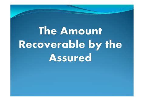 Amount Recoverable Fire Insu Amount Recoverable A Fire Insurance Contract Is A