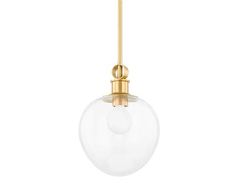 Mitzi Anna 1 Light Aged Brass Glass Round Mini Pendant Mith736701sagb