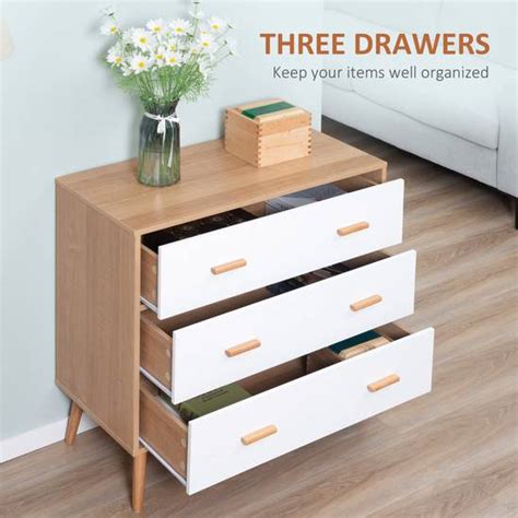 White Homcom Bedroom Chest Of Drawers With 3 Drawer Storage Organizer