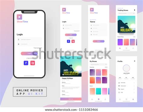 Online Movie App Ui Kit Responsive Stock Vector Royalty Free 1151083466