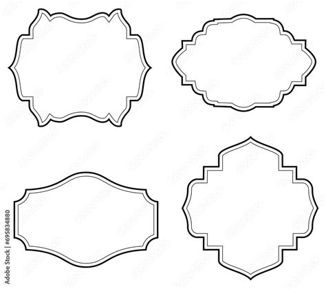 set of simple line frames with double stroke easily editable vector
