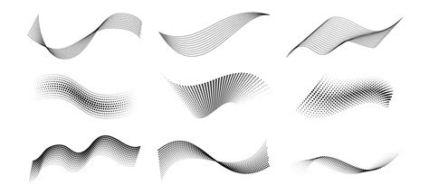 Halftone Dotted Waves Curved Abstract Wavy Shapes Wave With Dot Pattern Halftone Circles