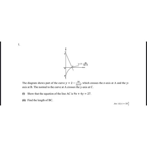 Solved The Diagram Shows Part Of The Curve Y 2 182x 3