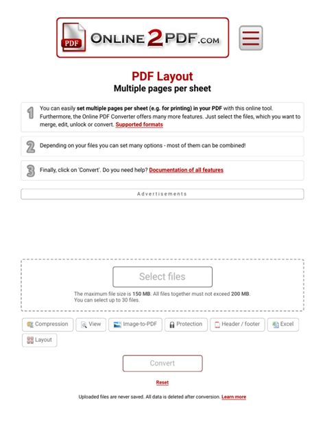 multiple pages per sheet online and free pdf