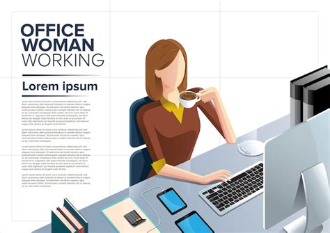 Premium Vector Office Woman Working Clip Art
