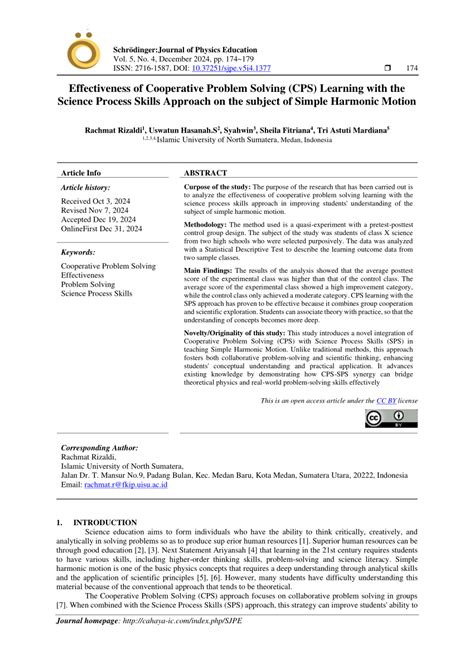 Pdf Effectiveness Of Cooperative Problem Solving Cps Learning With The Science Process