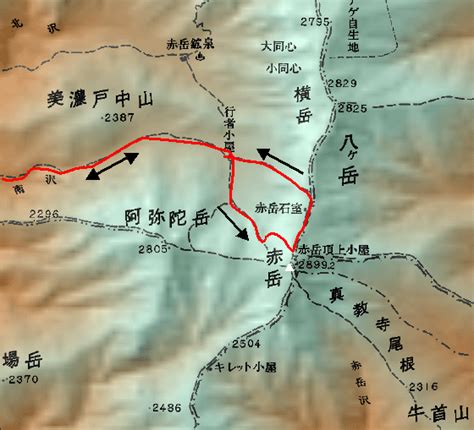茅野の山岳会 しらびそ山の会 山行報告ルート図