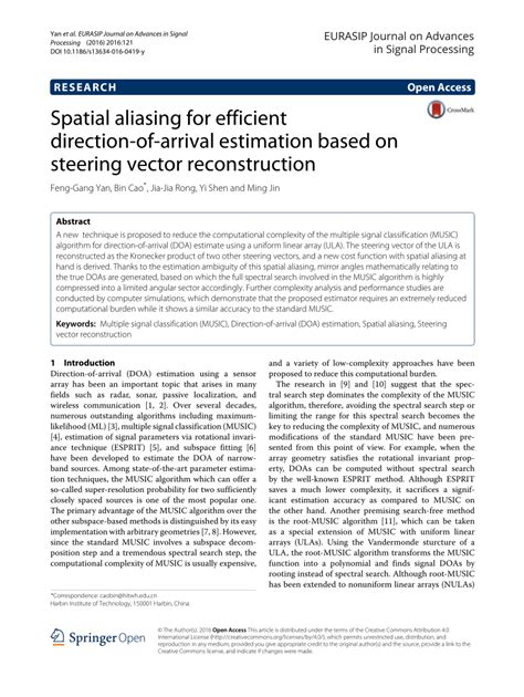 Pdf Spatial Aliasing For Efficient Direction Of Arrival Estimation