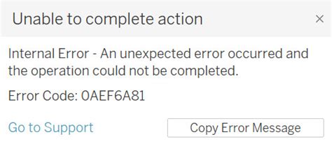 Getting Error Internal Error An Unexpected Error Occurred And The Operation Could Not Be