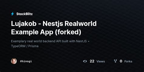 lujakob nestjs realworld example app forked stackblitz