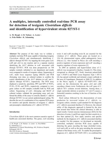 A Multiplex Internally Controlled Real Time Pcr Assay For Detection Of Toxigenic And