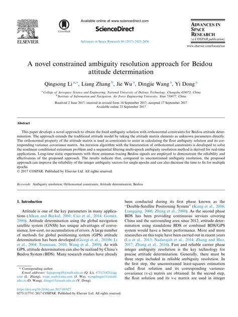 Pdf A Novel Constrained Ambiguity Resolution Approach For Beidou