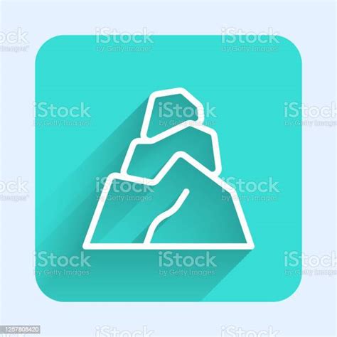 긴 그림자로 격리 된 화이트 라인 록 스톤 아이콘 녹색 정사각형 버튼입니다 벡터 산에 대한 스톡 벡터 아트 및 기타 이미지 산 질감 0명 Istock