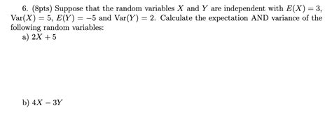 Solved Pts Suppose That The Random Variables X Chegg
