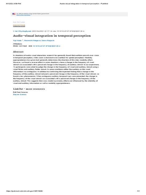 Audio Visual Integration In Temporal Perception Pubmed Pdf