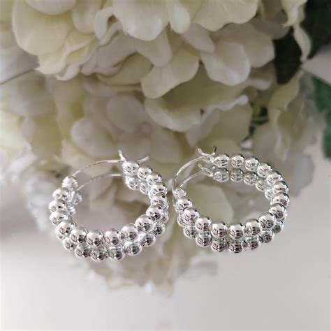 Сребърни обеци халки топчета Di Trend Сребърни обеци халки