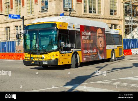 Dallas DART Dallas Area Rapid Transit Bus On Main Street In Downtown Dallas Texas TX USA