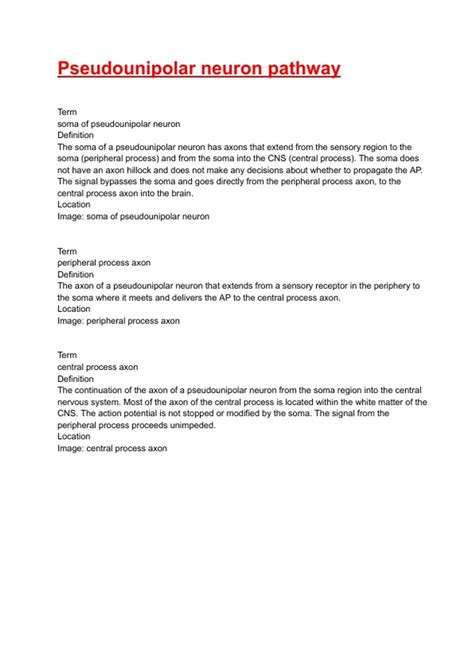 Pseudounipolar Neuron Pathway Exam 2025 2026 Questions With Correct Solutions Edpna Stuvia Us