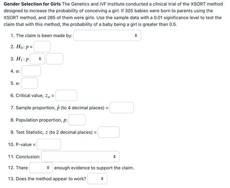 Solved Gender Selection For Girls The Genetics And IVF Chegg Com