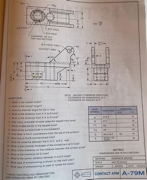 Solved Note Unless Otherwise Specified Tolerance On