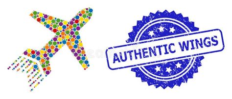 Rubber Authentique Wings Stamp Seal And Multicolor Mosaic Jet Liner