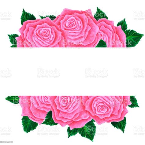 손으로 그린 수채화 핑크 장미 프레임은 흰색 배경에 분리되어 있다 초대장 엽서 포스터 책 장식 및 기타 인쇄물에 사용할 수 있습니다 0명에 대한 스톡 벡터 아트 및 기타