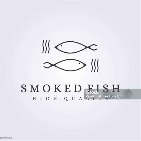 훈제 물고기 로고 간단한 미니멀리스트 라인 아트 아이콘 기호 기호 템플릿 배경 벡터 일러스트레이션 디자인 로고에 대한 스톡 벡터 아트 및 기타 이미지 Istock