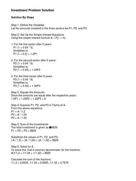 investment problem solution pdf