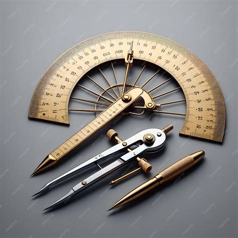 Premium Photo A Ruler Protractor And Compass Set For Geometry Class