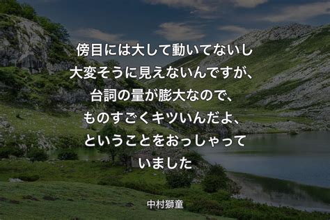 【背景1】傍目には大して動いてないし大変そうに見えないんですが、台詞の量が膨大なので、ものすごくキツいんだよ、ということをおっしゃっていました 中村獅童