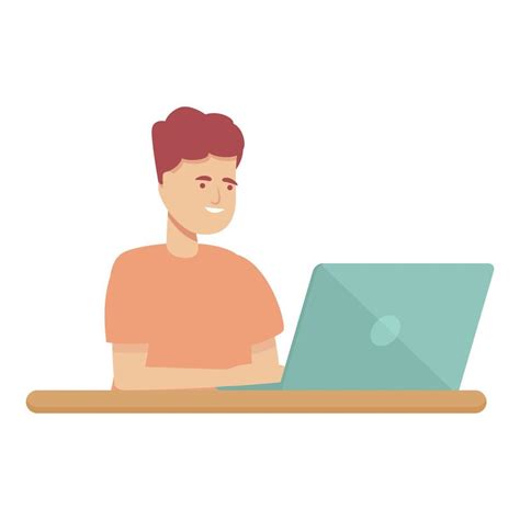 Vector De Dibujos Animados De Icono De Programación De Niño Sonriente