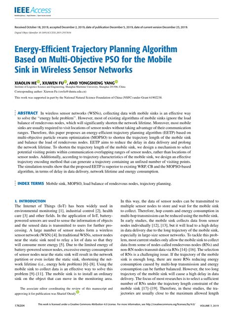 PDF Energy Efficient Trajectory Planning Algorithm Based On Multi Objective PSO For The Mobile